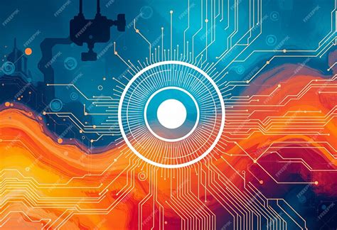 Abstract Futuristic Digital Background With Circuit Board Elements And A Blueorange Gradient