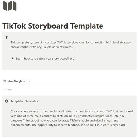 Tiktok Storyboard Notion Template Plan Your Video Content Tiktok Video Planner Storyboard