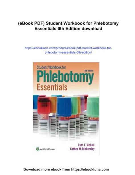 Ebook Pdf Student Workbook For Phlebotomy Essentials 6th Edition Pdf
