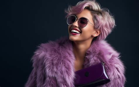 Impresionante Chica De Pelo Corto Bailando Con Gafas De Sol Foto Premium