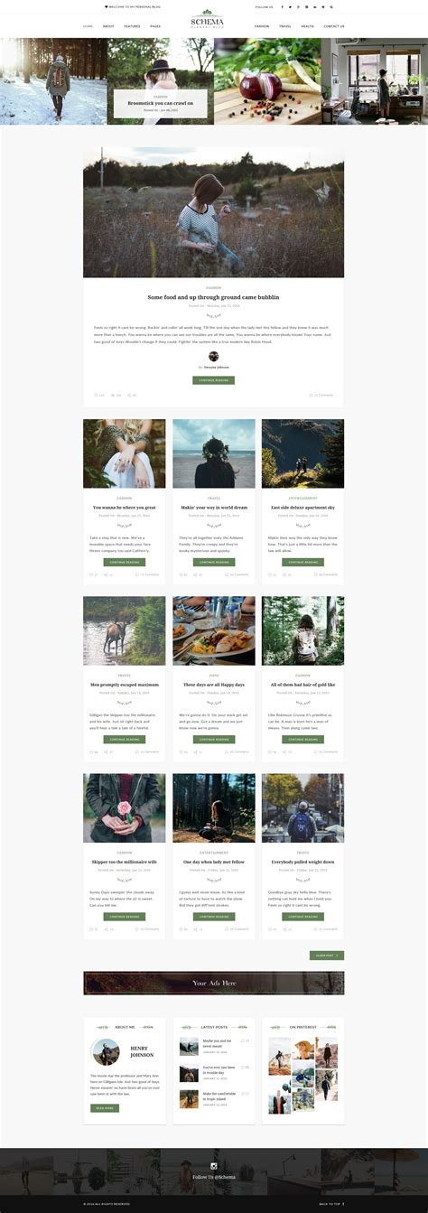 Schema Elegant Blog Template By VictorThemesNX ThemeForest