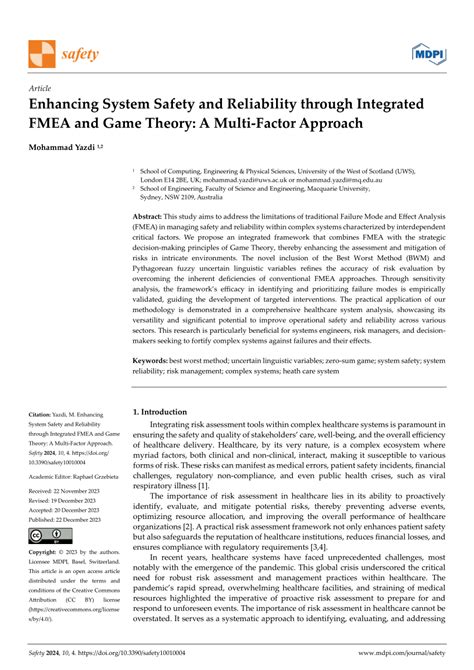 pdf enhancing system safety and reliability through integrated fmea