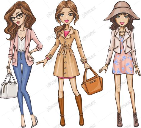 3 وکتور دختر نوجوان فشن، مدلینگ پیکاسور