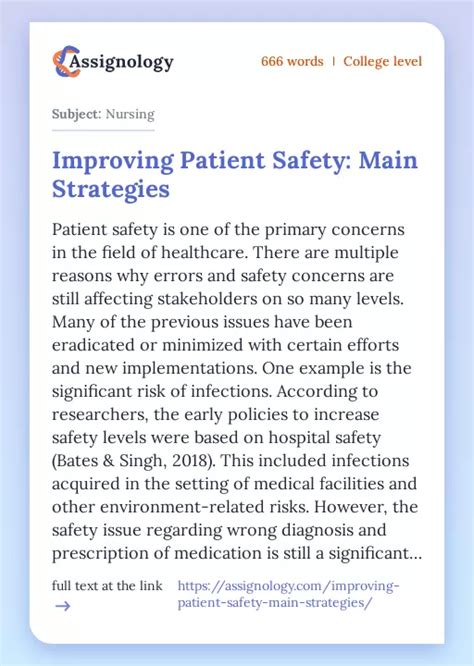 Improving Patient Safety Main Strategies Healthcare Essay Example