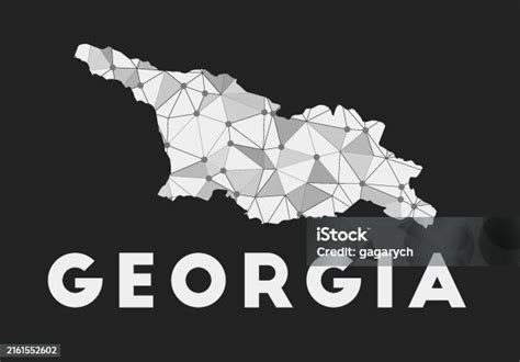 조지아 국가의 통신 네트워크지도 조지아 유행 기하학적 디자인 어두운 배경 기술 인터넷 네트워크 통신 개념 벡터 일러스트 레이 션