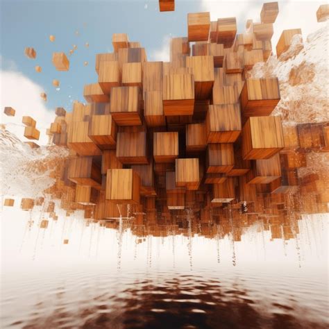 Premium Photo Unveiling The Enigmatic Beauty Of Liquid Wood And Floating Abstract Cubes