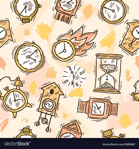 Clock Seamless Pattern Royalty Free Vector Image