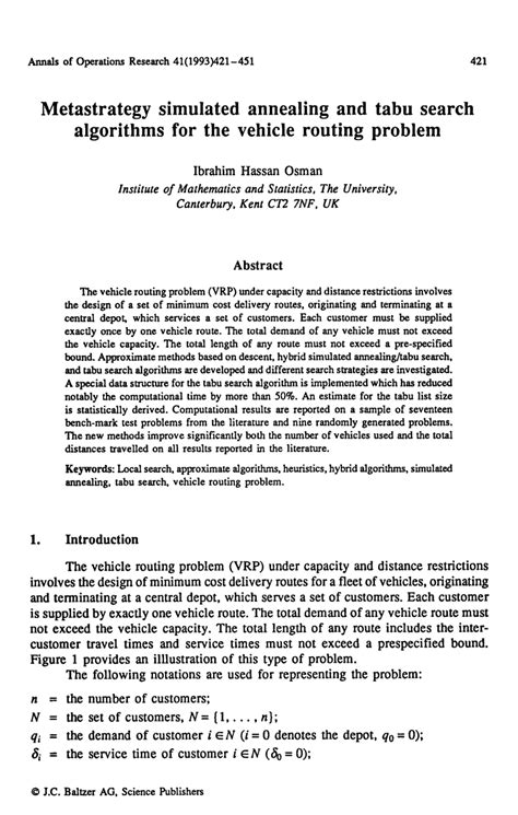 Pdf Meta Strategy Simulated Annealing And Tabu Search Algorithms For