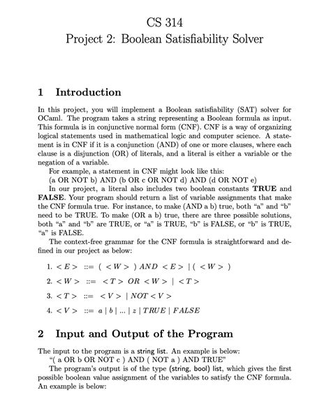 Solved For Example A Statement In Cnf Might Look Like