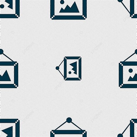 Geometric Texture Seamless Pattern With Picture Icon Signvector Image Vector Snapshot Obsolete