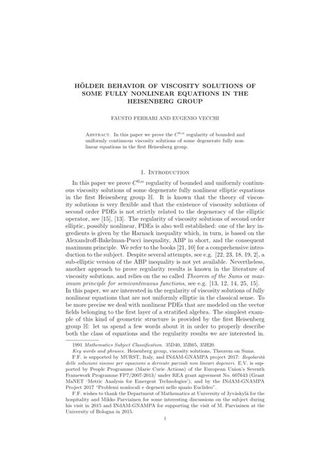 Pdf Hölder Behavior Of Viscosity Solutions Of Some Fully Nonlinear