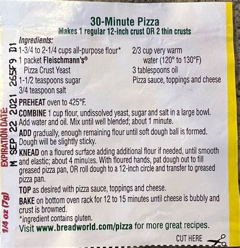 Fleischmanns Pizza Crust Yeast Recipe