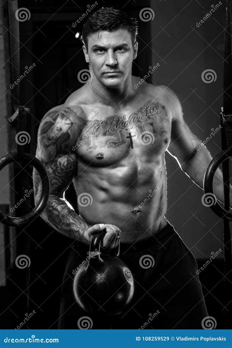 Male With Naked Torso Posing In A Gym Stock Image Image Of Fitness