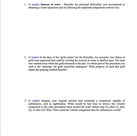 Solved Basic Separation Of Mixtures Lab Questions Attached Chegg