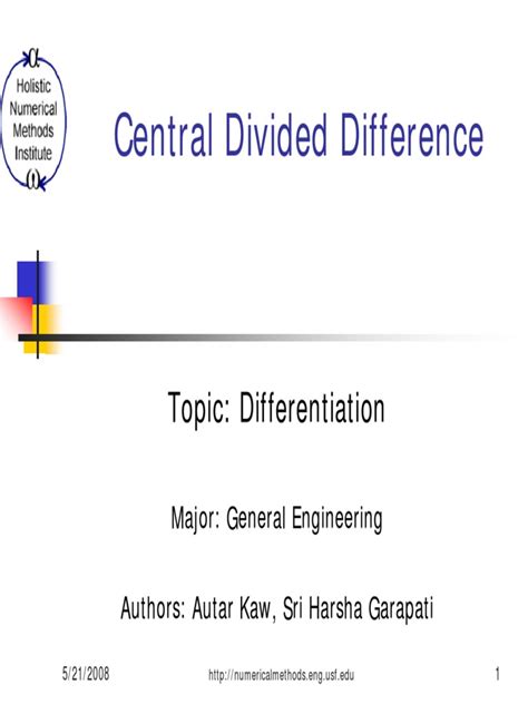 Central Divided Difference Topic Differentiation Pdf Mathematical Objects Algorithms