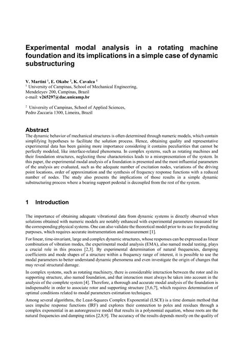 Pdf Experimental Modal Analysis In A Rotating Machine Foundation And Its Implications In A