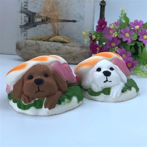 카와이 점보 햄버거 개 스 퀴시 디저트 강아지 인형 빵 천천히 상승 부드러운 향기로운 케이크 스퀴즈 장식 완구 어린이 선물