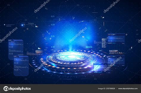 미래 홀로그램 당신의 Hud Gui Ui 스타일 디자인에 대 한 레이아웃 미래의 공상 과학 사용자 인터페이스 밖으로 미래 벡터 스톡 벡터 ©zinetron