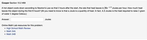 solved a hot object cools down according to newton s law so