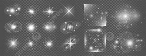 흰색 빛나는 투명 조명 효과 렌즈 플레어 큰 세트 디자인 밝은 조명 별빛 Png 일러스트 및 벡터 에 대한 무료 다운로드 Pngtree