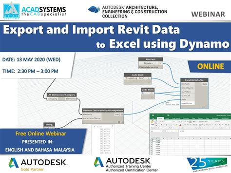 Export And Import Revit Data To Excel Using Dynamo Acad Systems
