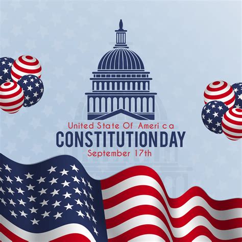 Happy Usa Constitution Day September 17th Illustration On Isolated