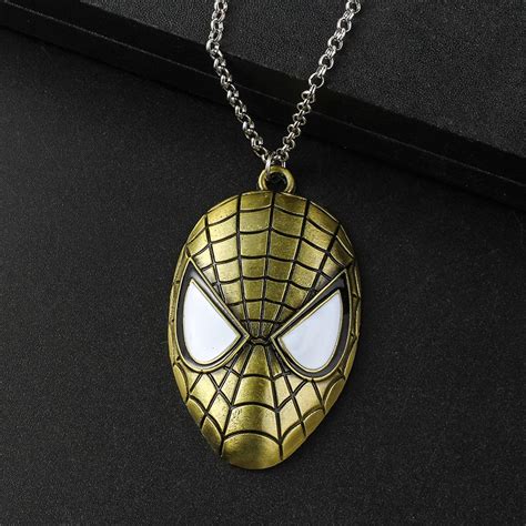 Marvel Superhero Spiderman Necklace Spider Battle Uniform Mask Pendant