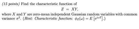 Solved XY Points Find The Characteristic Function Of Chegg