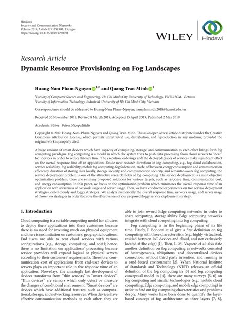 Pdf Dynamic Resource Provisioning On Fog Landscapes