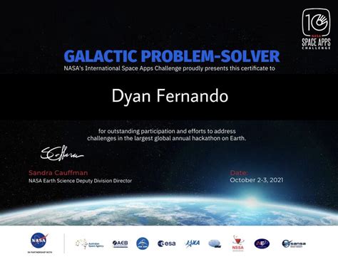 Nasa Colombo Space Apps Challenge 2021 Dyan Fernando