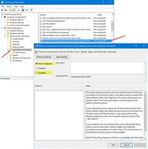 Power Options Missing From Start Menu In Windows