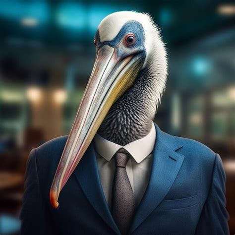 Premium Ai Image Humanoid Pelican In A Suit Generative Ai