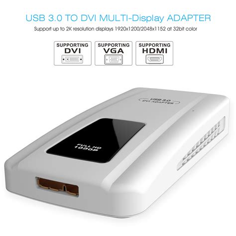 Usb 3 0 To Dvi Hdmi Vga Video Graphics Adapter For Multiple Monitors Up To 2048x1152 Ce Fcc