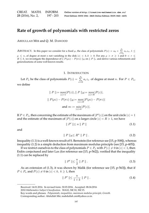 Pdf Rate Of Growth Of Polynomials With Restricted Zeros