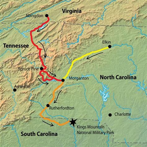Routes To The Battle Of Kings Mountain 1780 Ncpedia