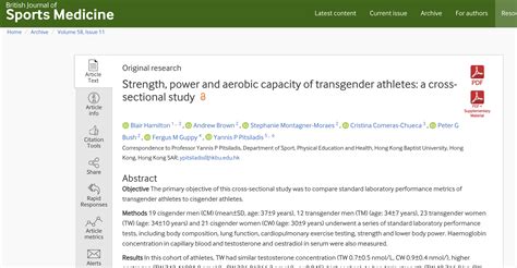 Strength Power And Aerobic Capacity Of Transgender Athletes A Cross