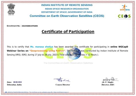 Manasa Shetiya On Linkedin Iirs Isro Python Geoprocessing