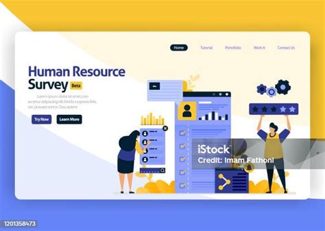 방문 페이지 벡터 평면 디자인 일러스트 는 직원 및 구직자 채용 검토를위한 인적 자원 조사의 일러스트레이션입니다 만족 피드백 웹 사이트 모바일 앱 배너 전단지 브로셔 검사