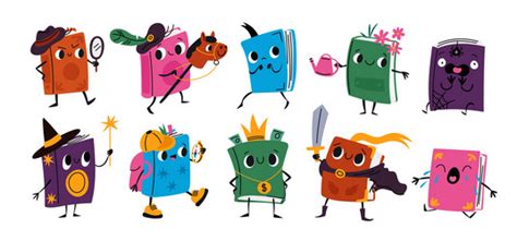 Cartoon Books Characters Cute Library Royalty Free Vector