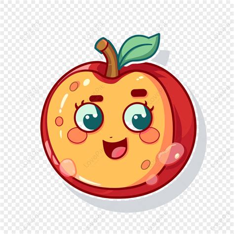 만화 스타일 만화 사과 행복 만화 과일 그림 벡터상표 Png 일러스트 무료 다운로드 Lovepik