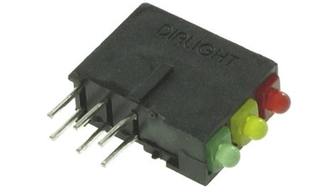 Dialight 570 0100 132f Red Yellow Green Right Angle Pcb Led Indicator 3 Leds Through Hole 2 5