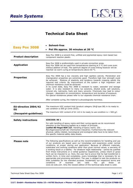 Resin Systems Technical Data Sheet Ist Web Com