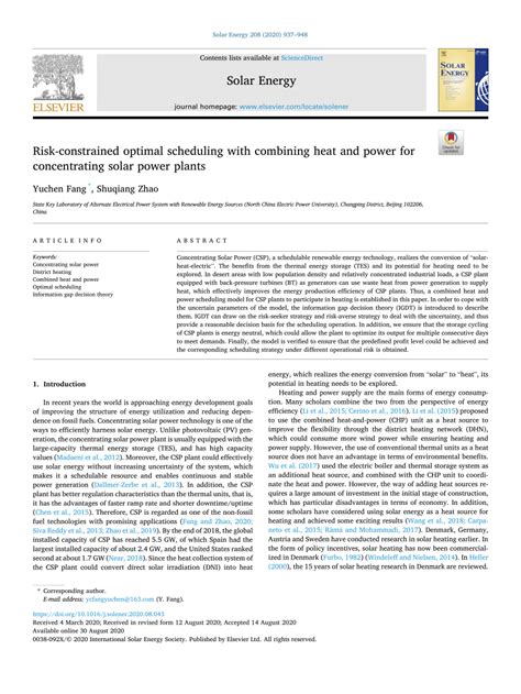 Pdf Risk Constrained Optimal Scheduling With Combining Heat And Power