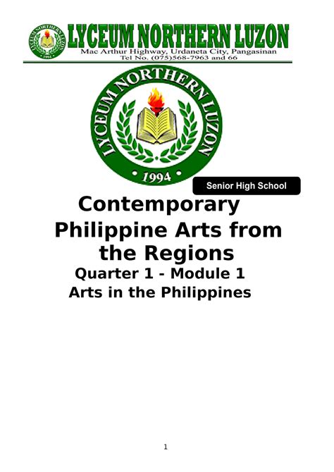 Module 1 Cpar Lecture Notes 1 Contemporary Philippine Arts From The Regions Quarter 1