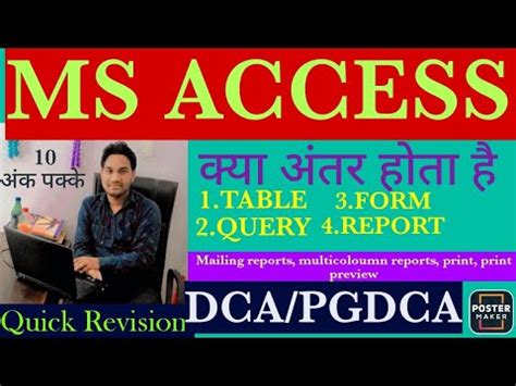 What Is Different Table Query Form Reports Print Print Preview Yuvacomputerstudy