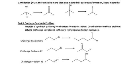Solved E Oxidation Note There May Be More Than One Method Chegg Com