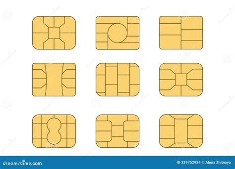Emv Chip Icon Set Microchip For Bank Plastic Credit Or Debit Charge Or