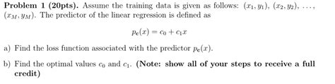 solved problem 1 20pts assume the training data is given