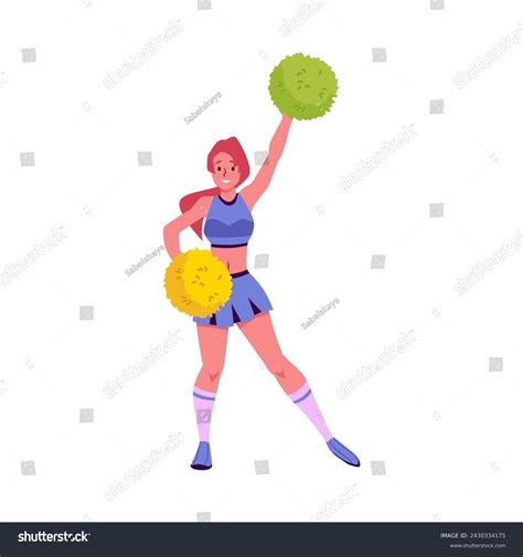Energetic Cheerleader Pose Vector Illustration Smiling Stock Vector