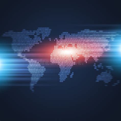 Abstract Binary Code World Map Stock Illustration Illustration Of